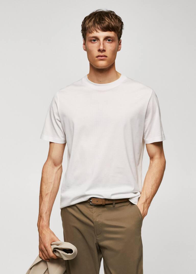Mercerised Regular Fit T Shirt Men Mango Man United Kingdom