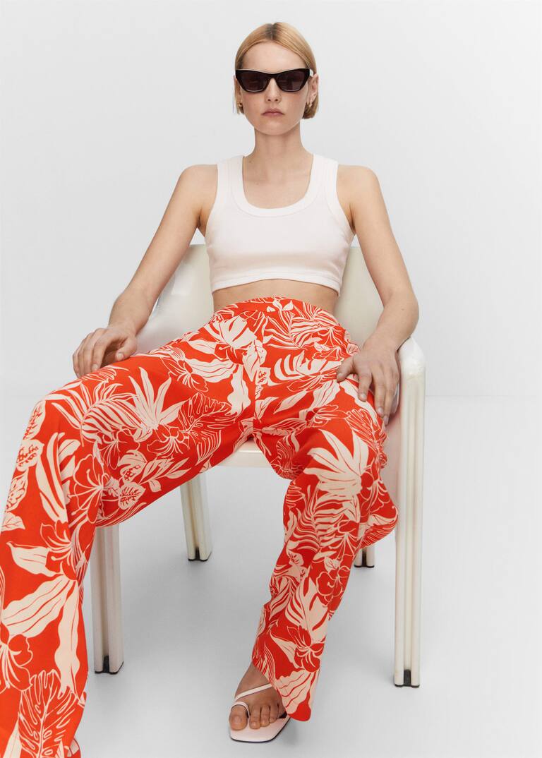 Flowy Printed Pants Women Mango Usa