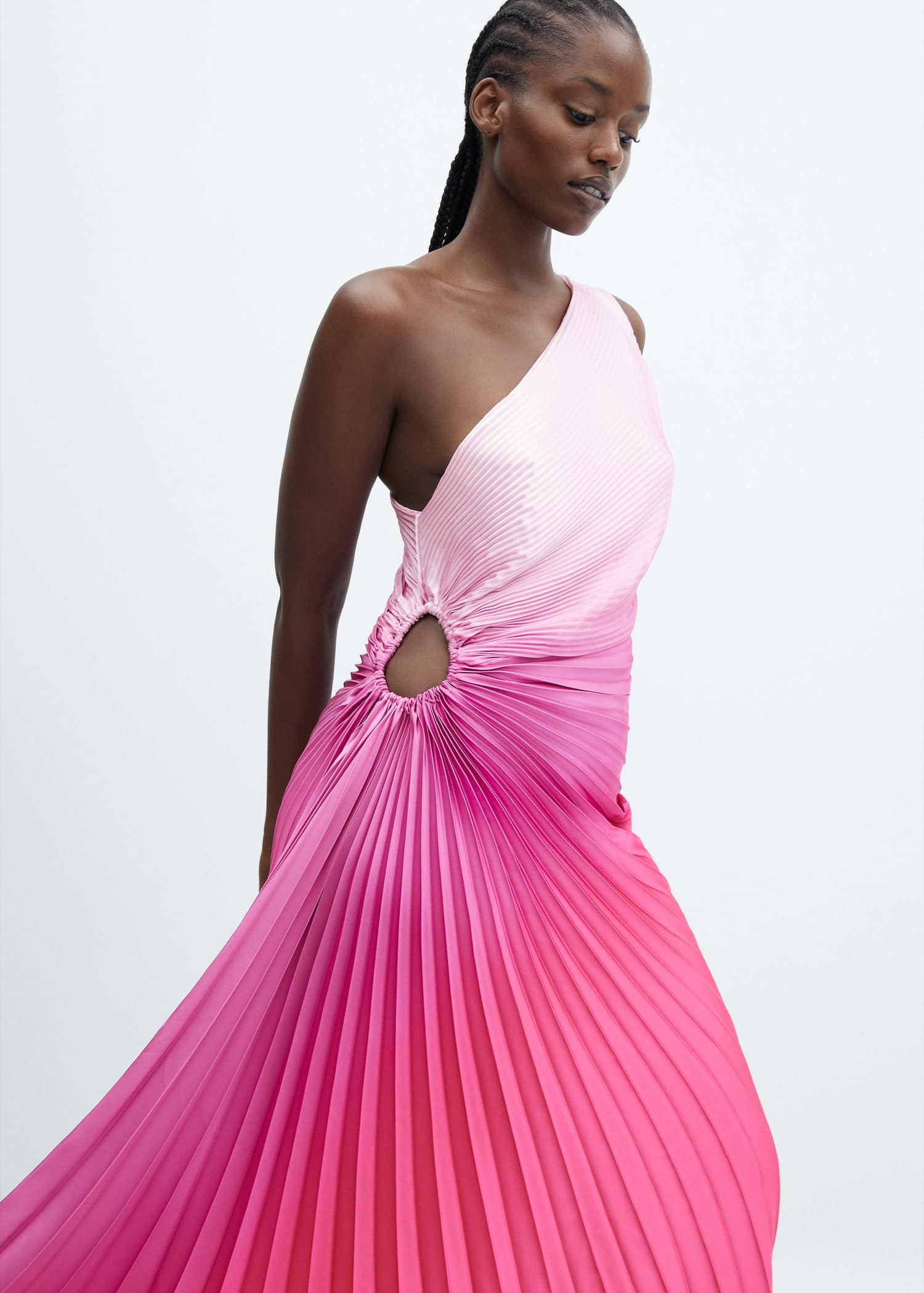 Asymmetrical Pleated Dress Woman Mng Australia