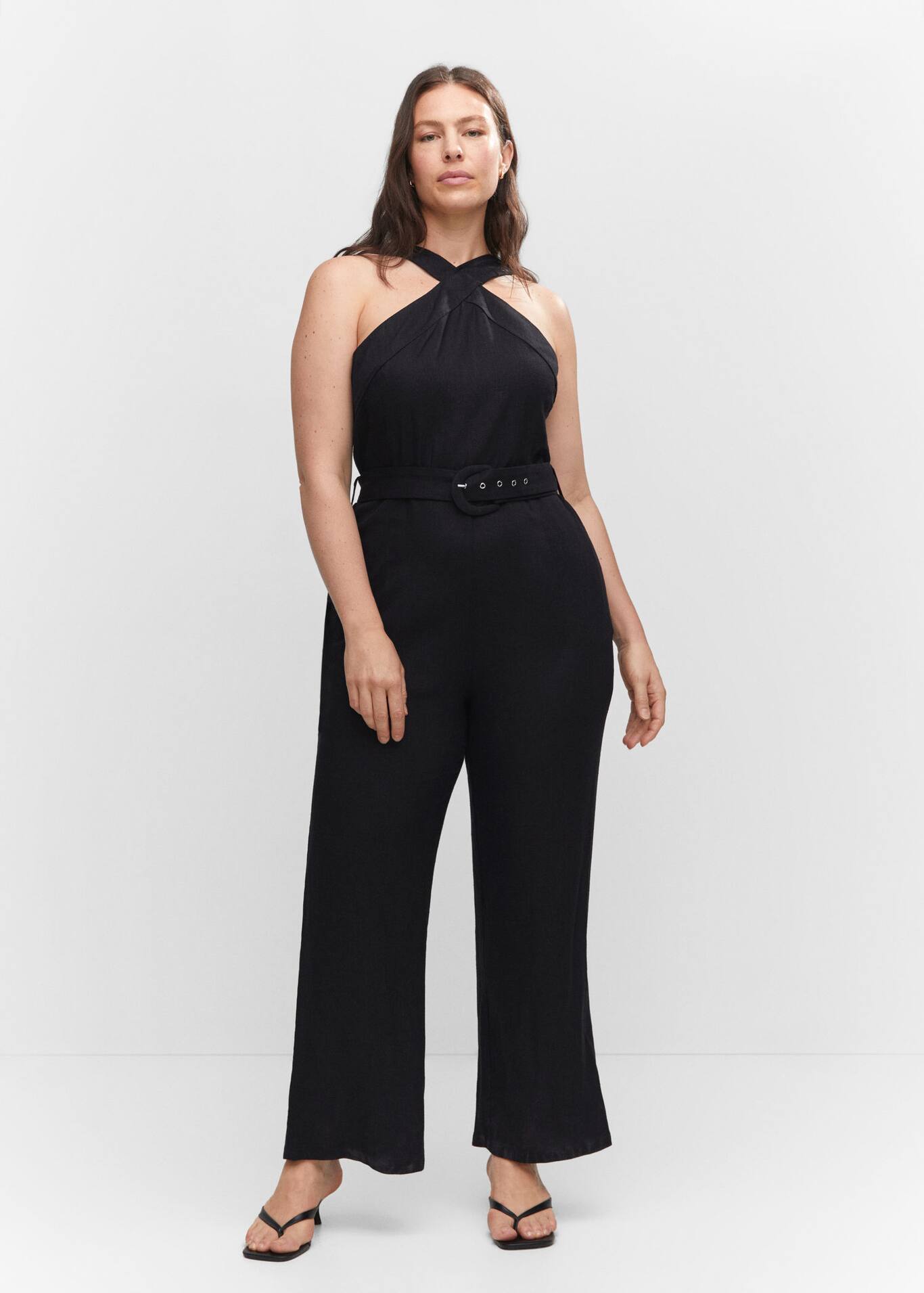 Halter Neck Jumpsuit With Belt Women Mango Usa