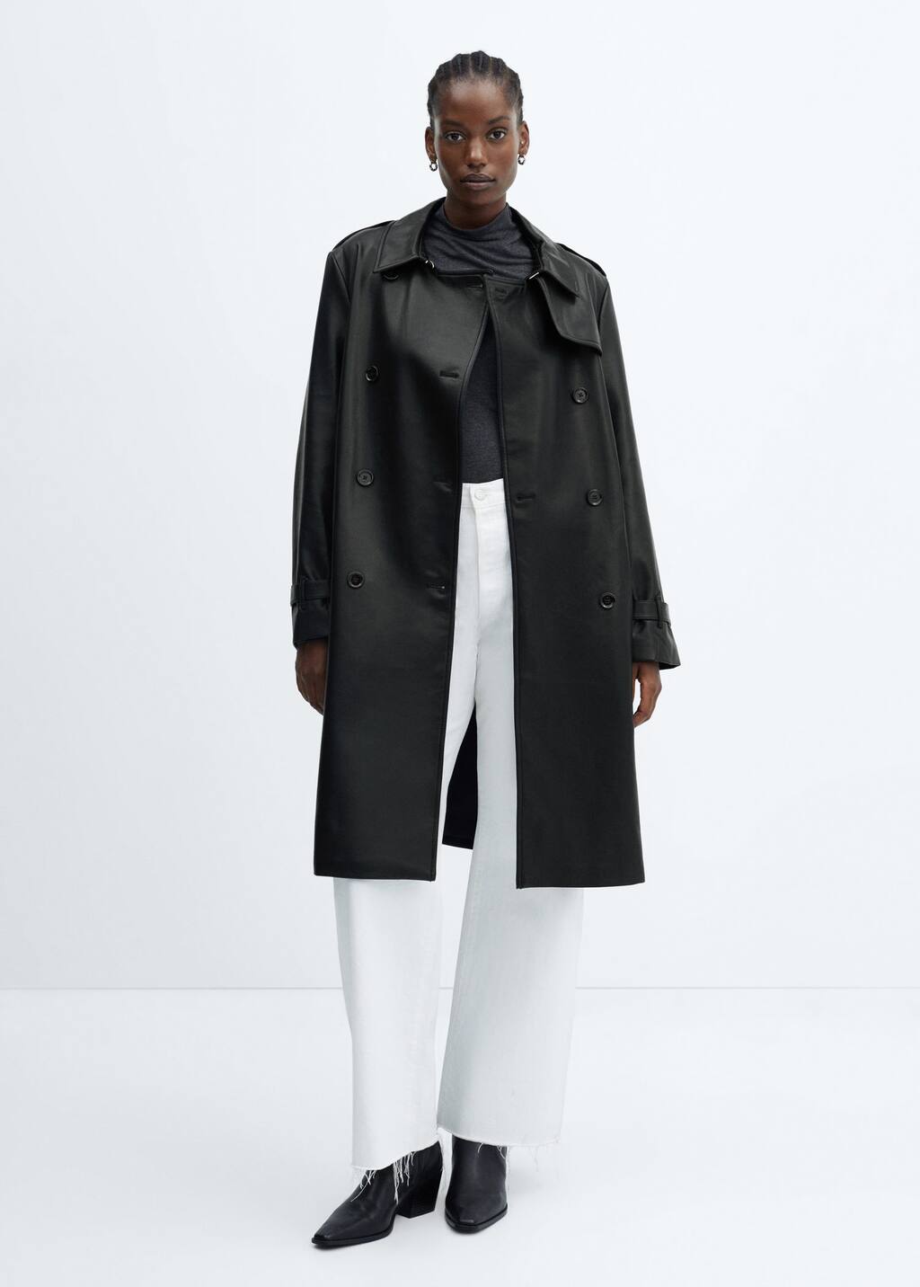 Mango Leather Effect Trench Coat 57065950 99