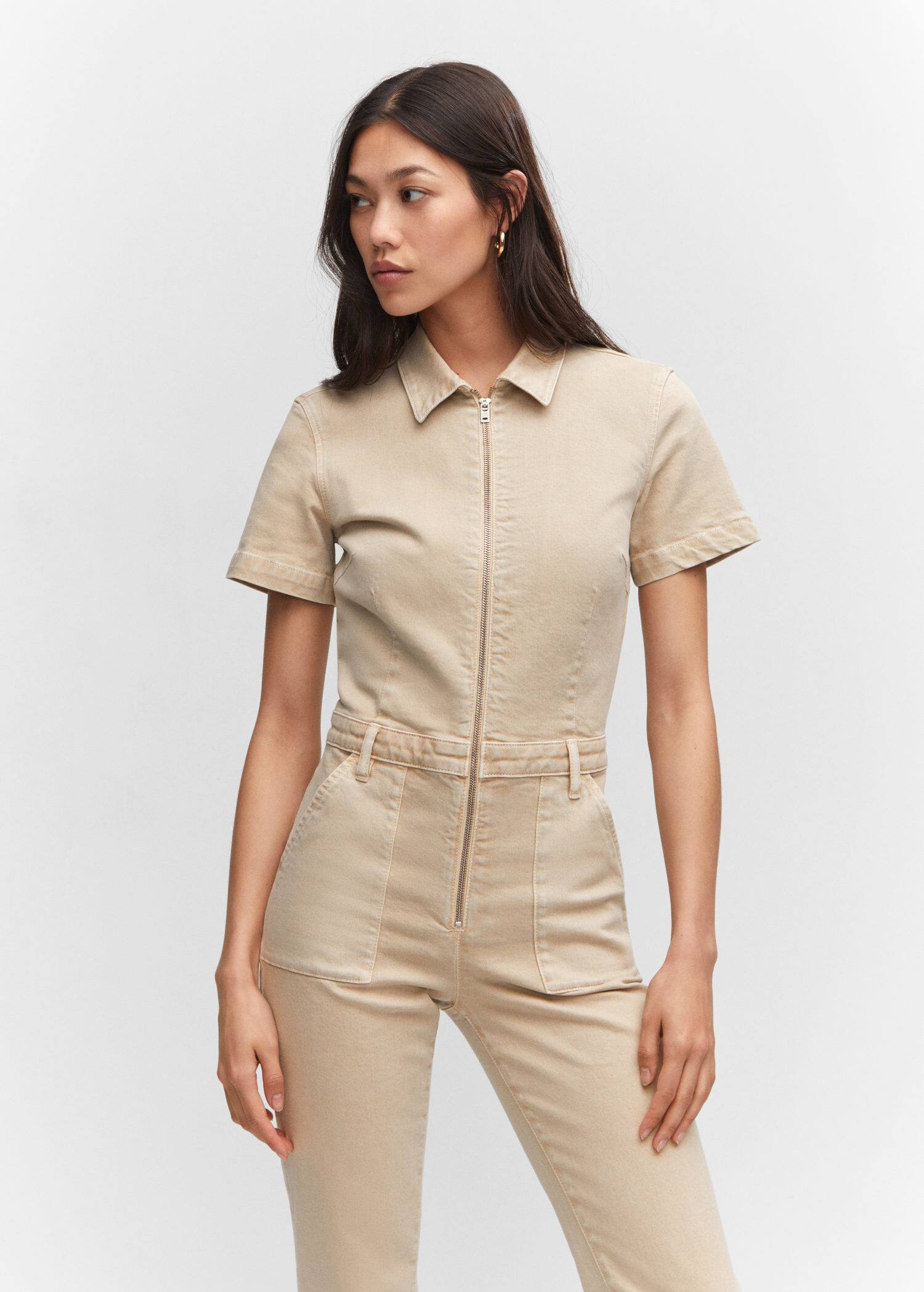 Denim Zipper Jumpsuit Woman Mango Ireland
