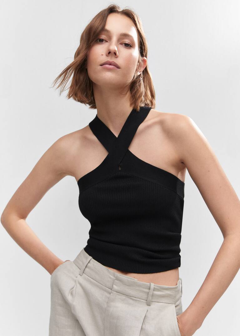 Halter-neck knitted top - Woman | Mango Canada