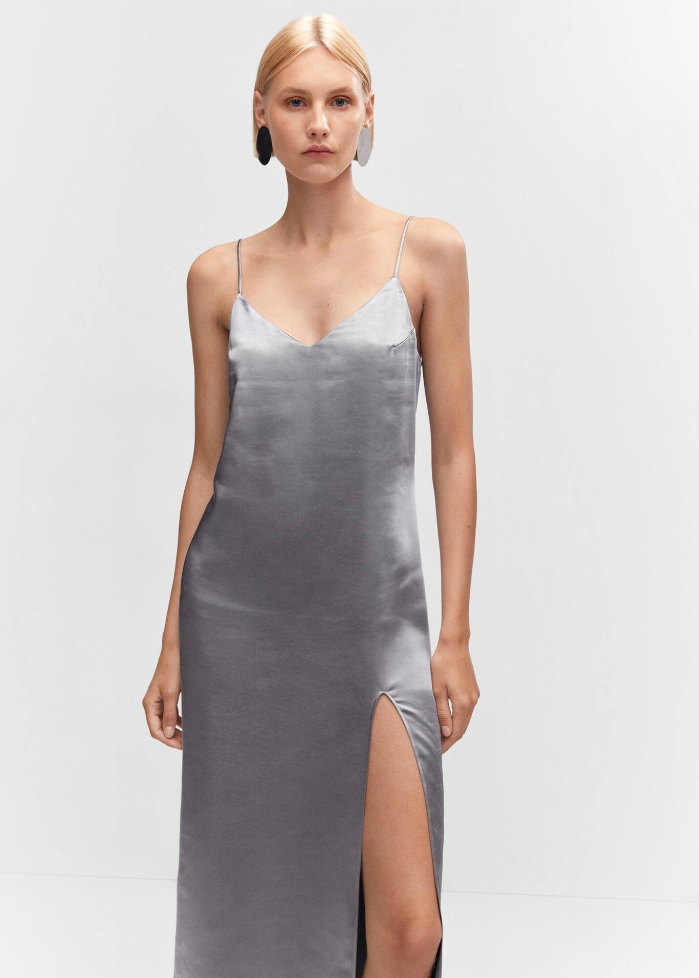 Side Slit Satin Dress Woman Mango The Philippines