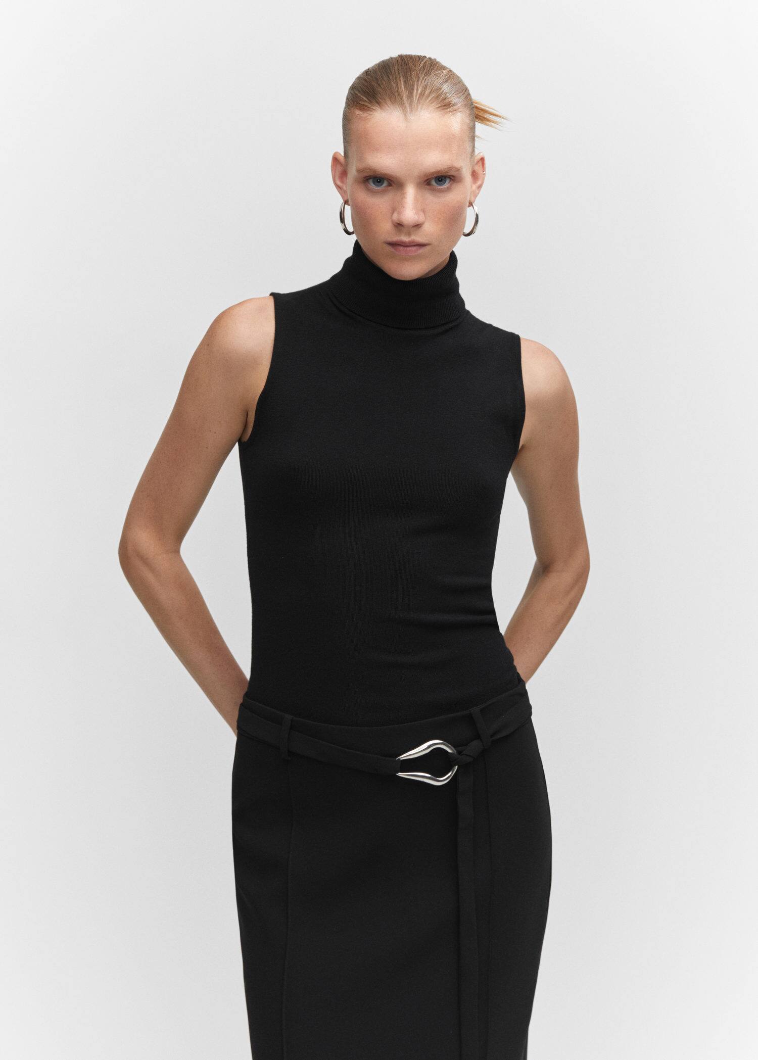 Skirt With Slit And Belt Woman Mng Australia
