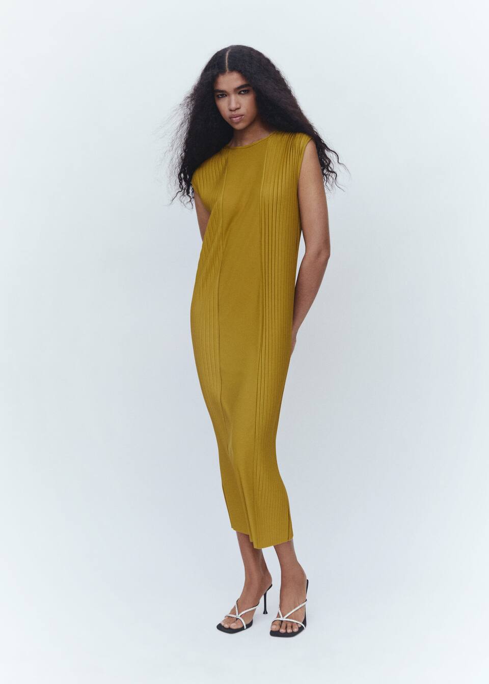 Pleated Detail Dress Woman Mng Australia