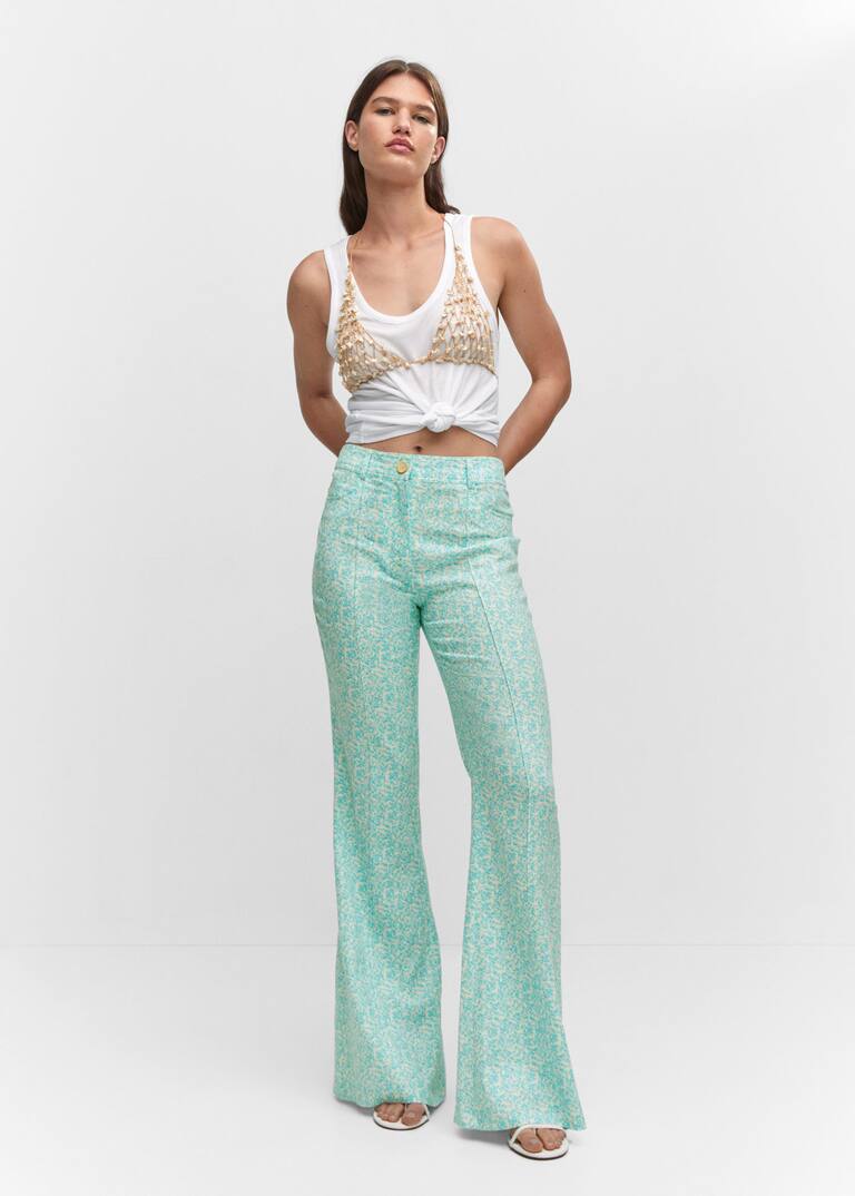 Floral Linen Pants Women Mango Usa