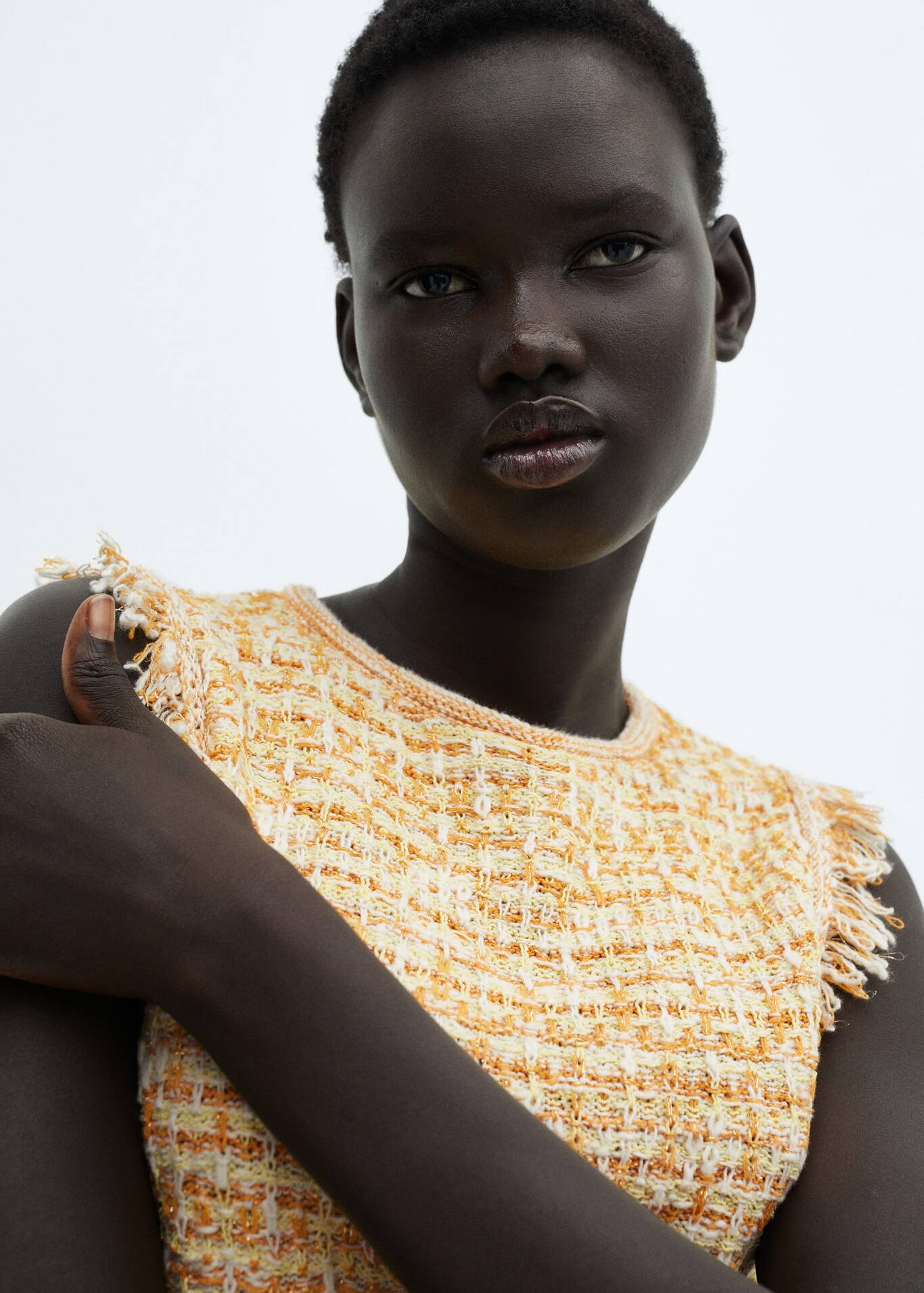 Tweed-top mit ausgefranstem detail - Damen | Mango Deutschland