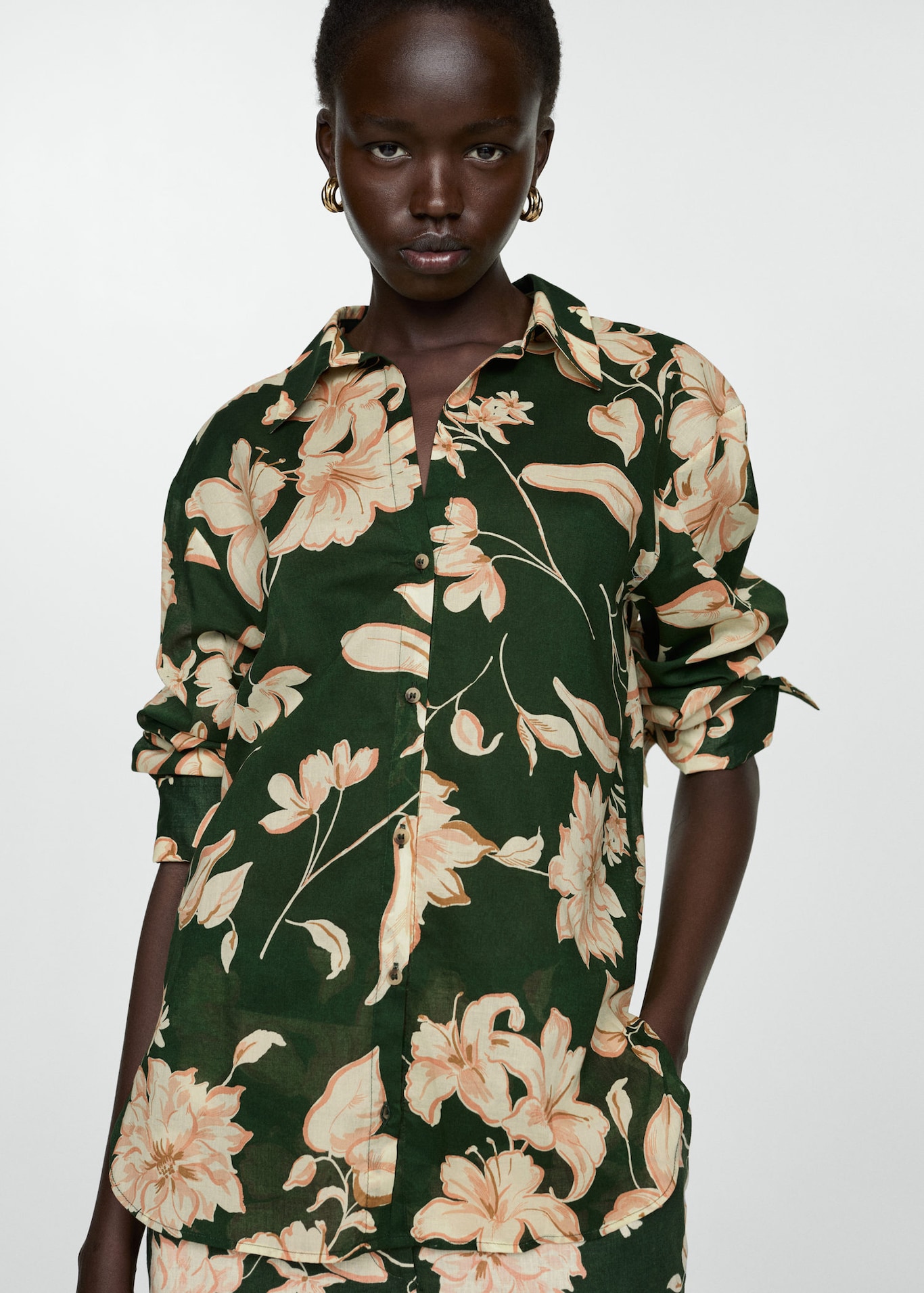 Cotton Flower Shirt Woman Mng Australia