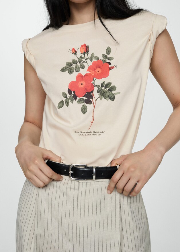 Printed Cotton Blend T Shirt Woman Mango Singapore