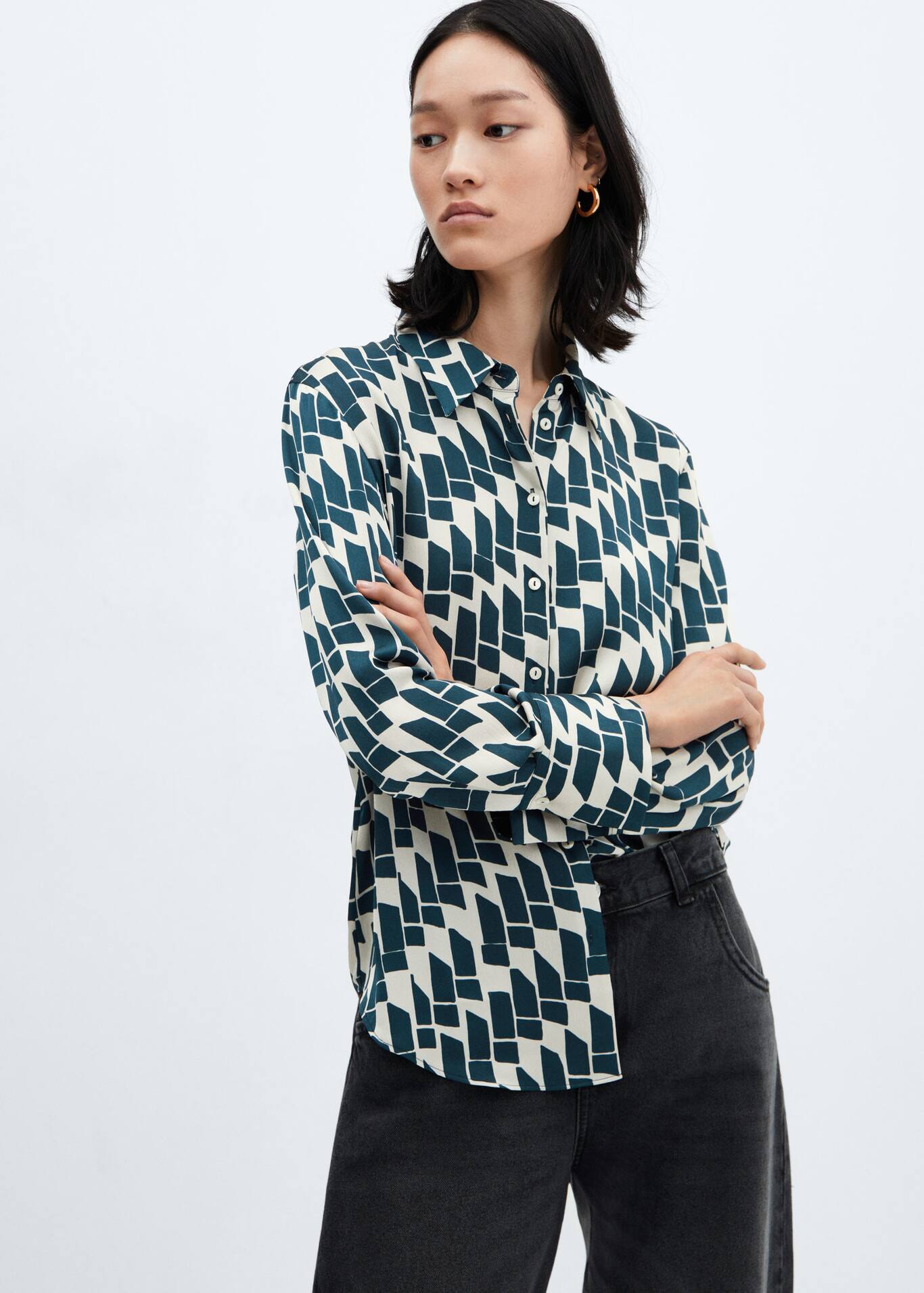 Satin Finish Flowy Shirt Woman Mango Malta