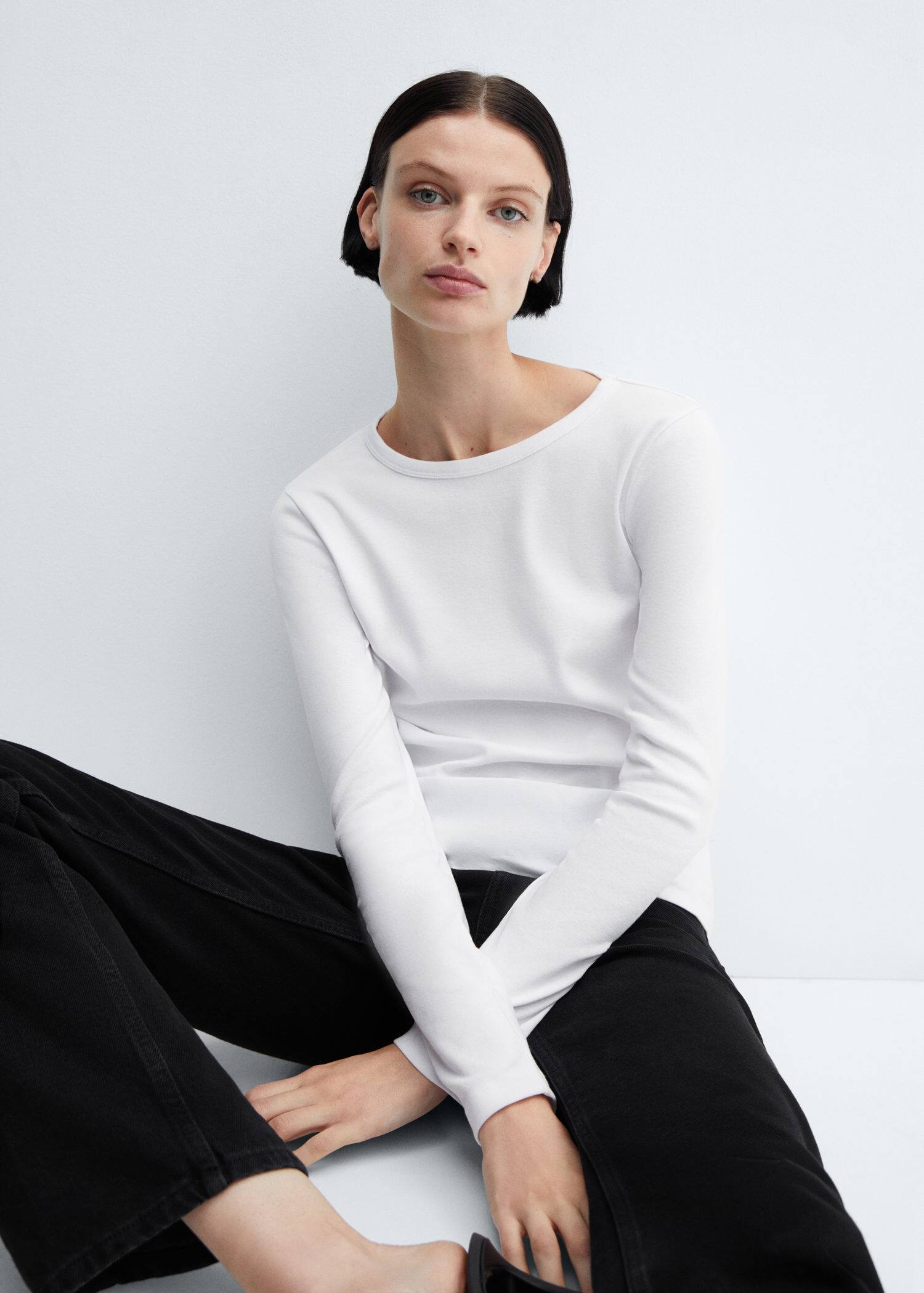 Long Sleeve Cotton T Shirt Woman Mango Vietnam