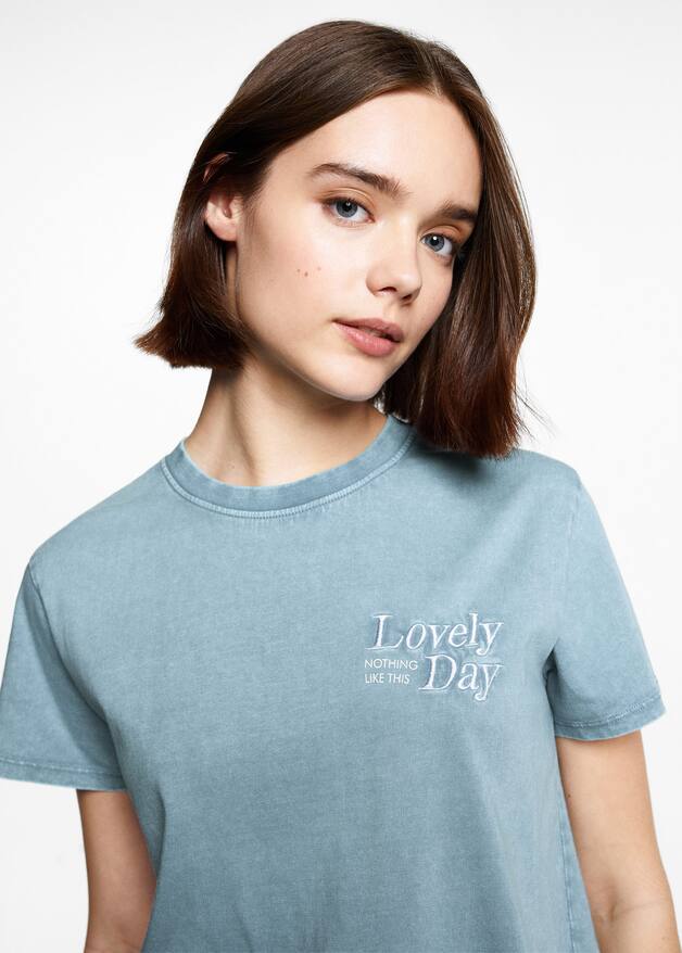 Embroidered Message T Shirt Teenage Girl Mango Teen Usa