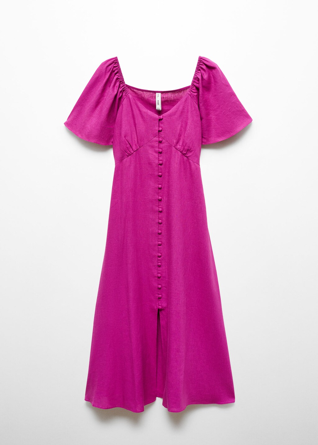 Buttoned linen-blend dress - Woman | Mango Ireland