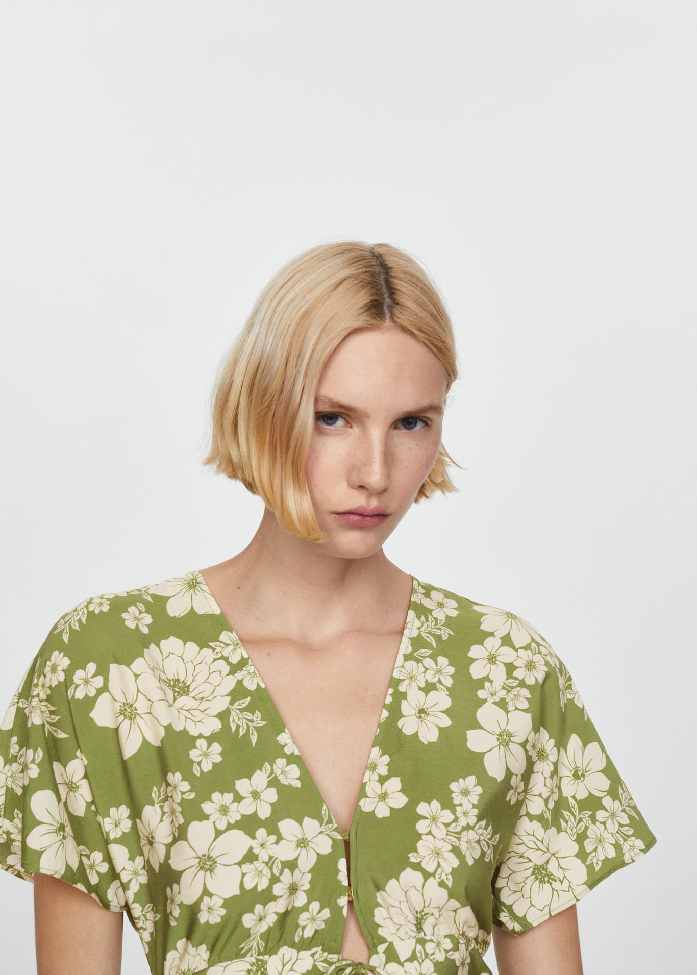 Printed Cut Out Detail Dress Woman Mango Bosnia Herzegovina