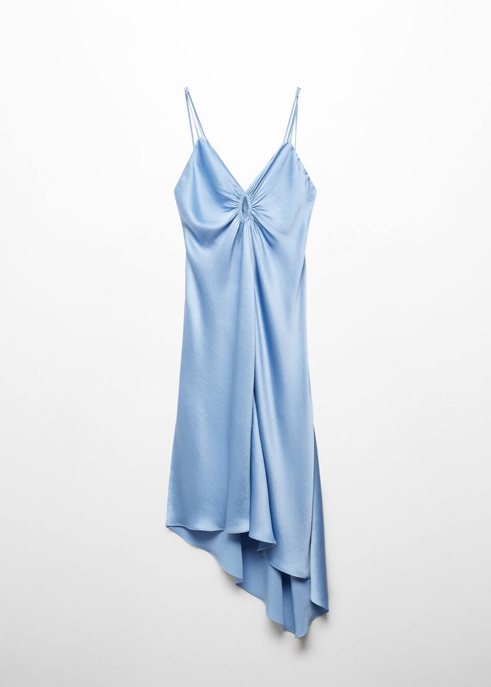 Asymmetrical satin dress with gathered opening - Women | Mango USA