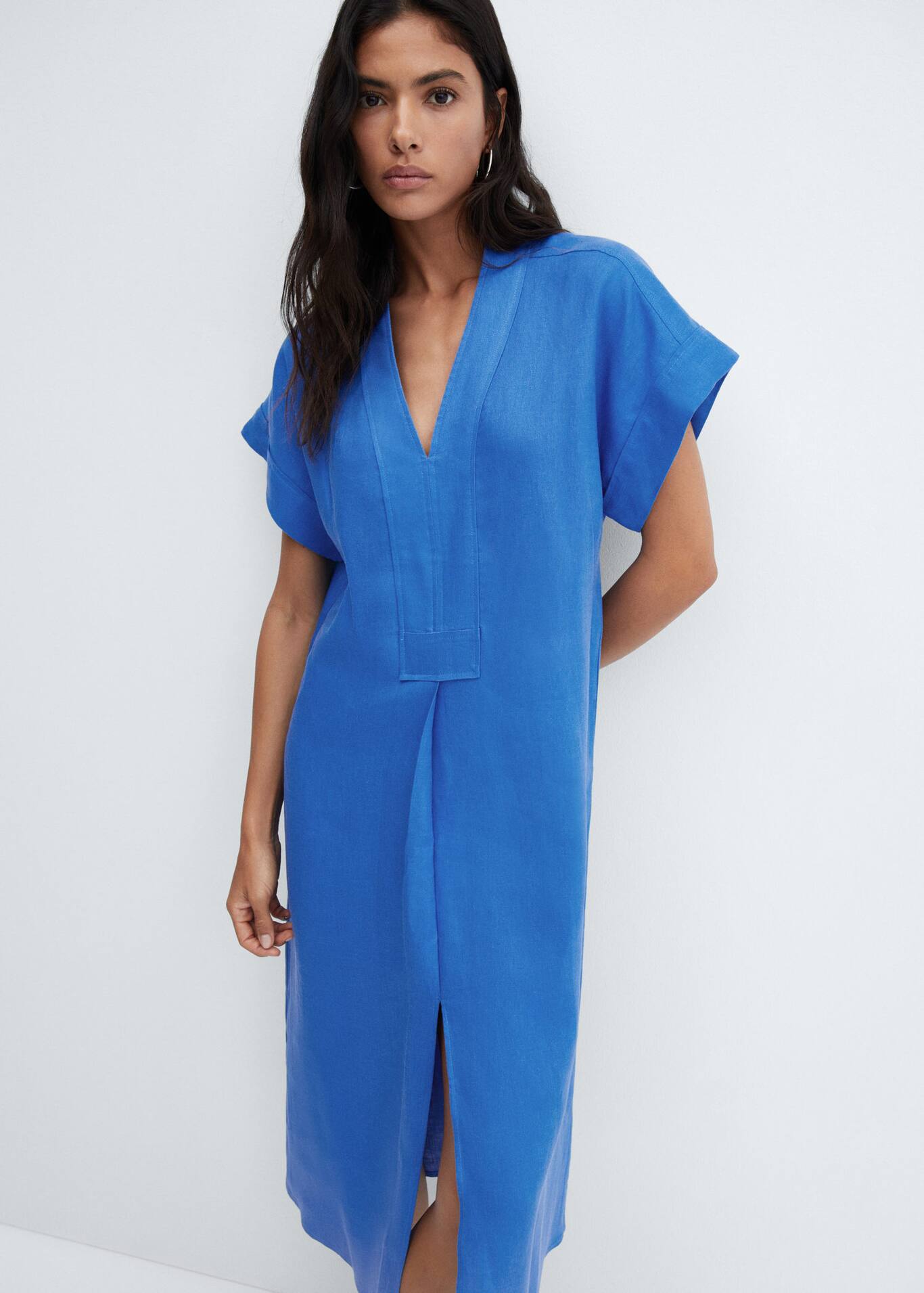 Linen Blend Shirt Dress Woman Mng Australia