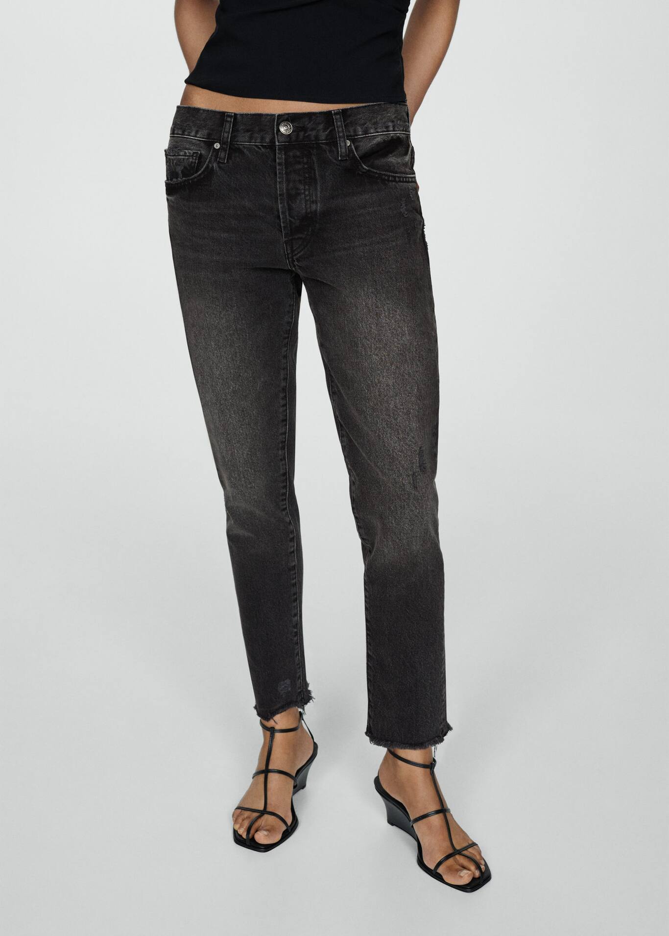 Ripped Low Rise Girlfriend Jeans Women Mango United Kingdom