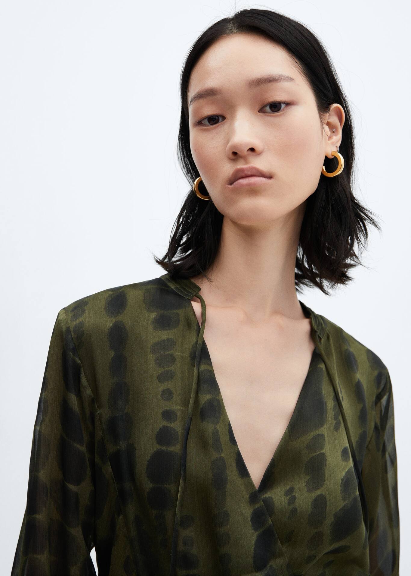 Printed Satin Dress Women Mango Usa
