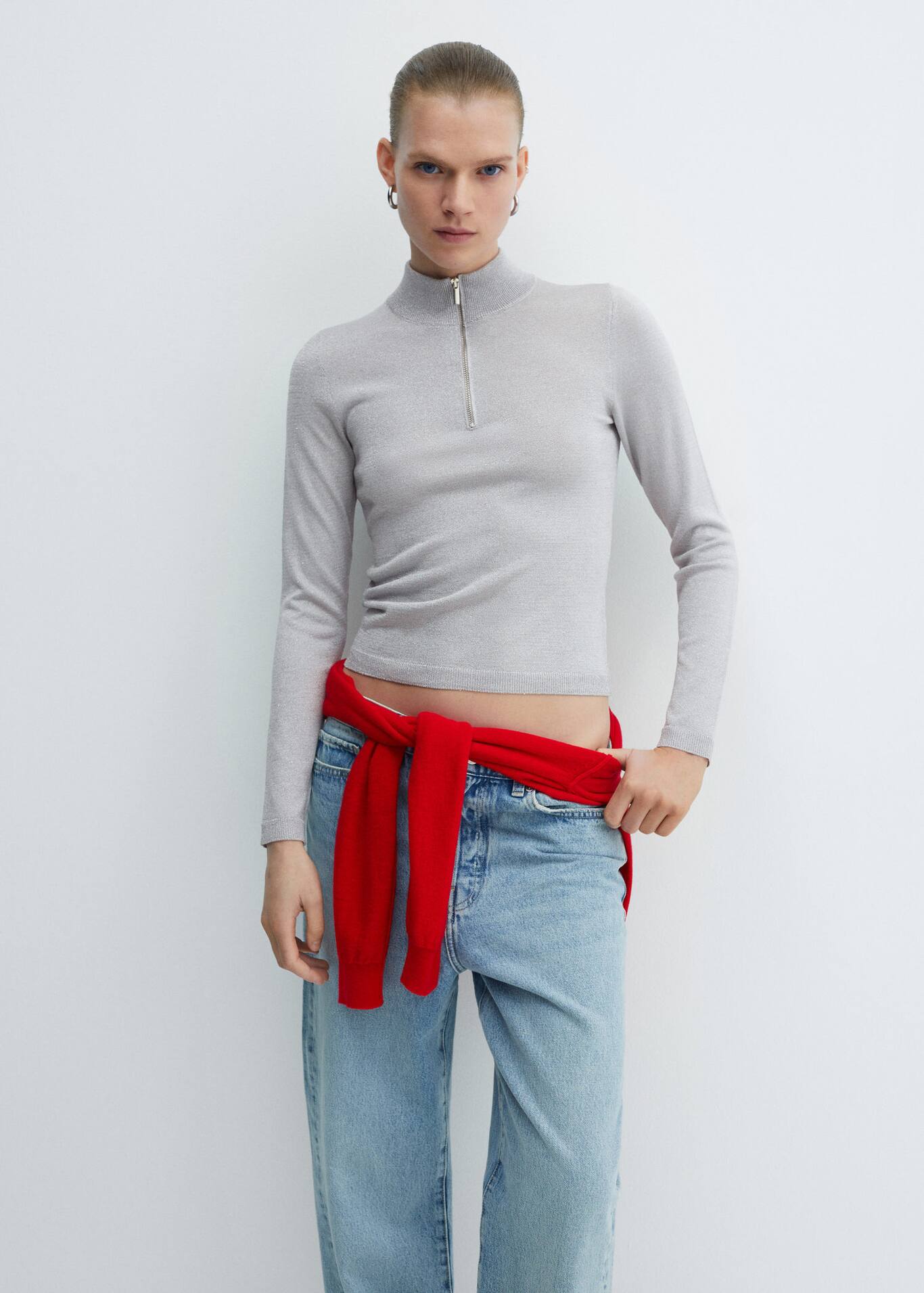 Pull Over Maille Zippé Femme Mango France