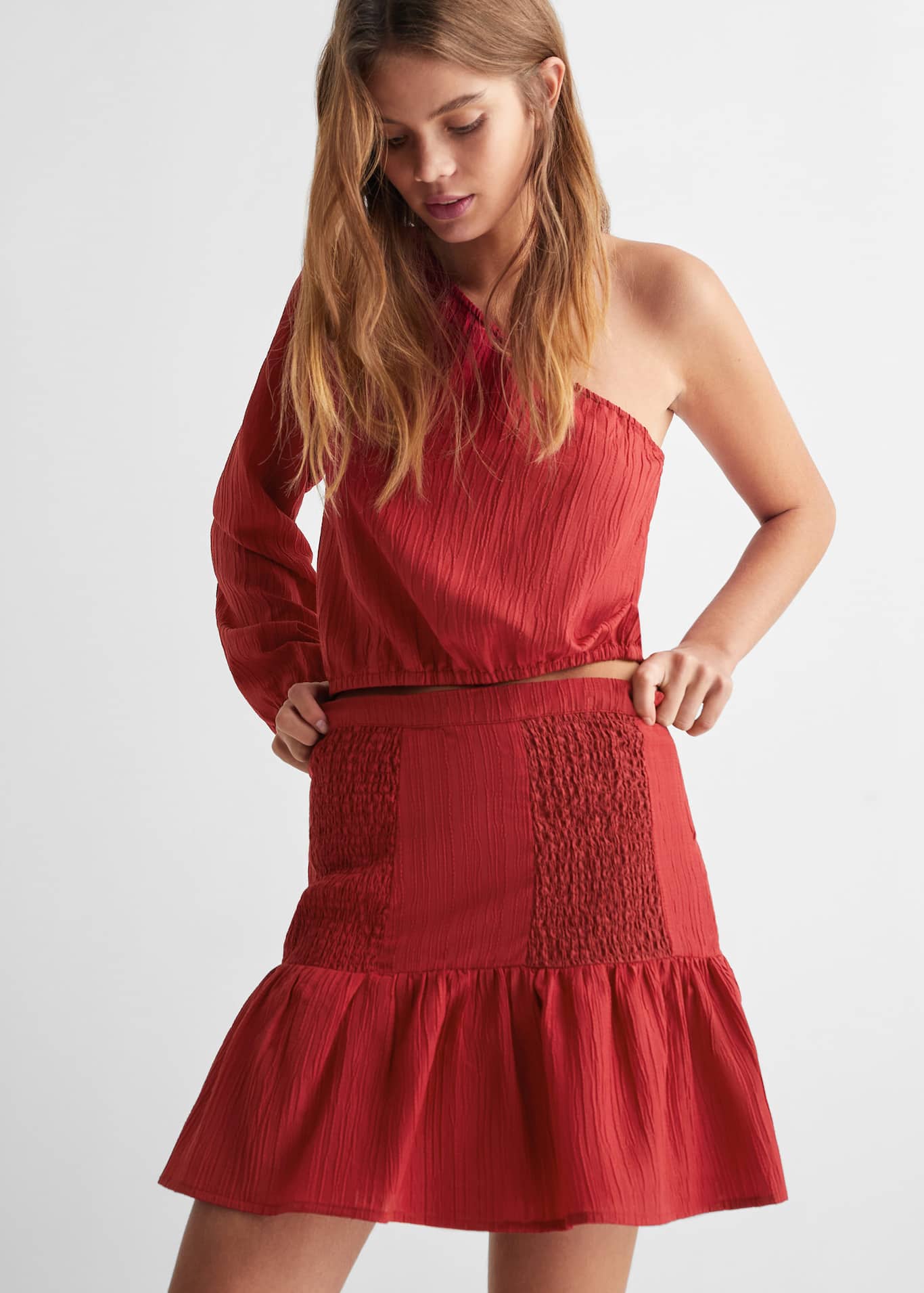 Gathered Skirt With Ruffles Teenage Girl Mango Teen Usa