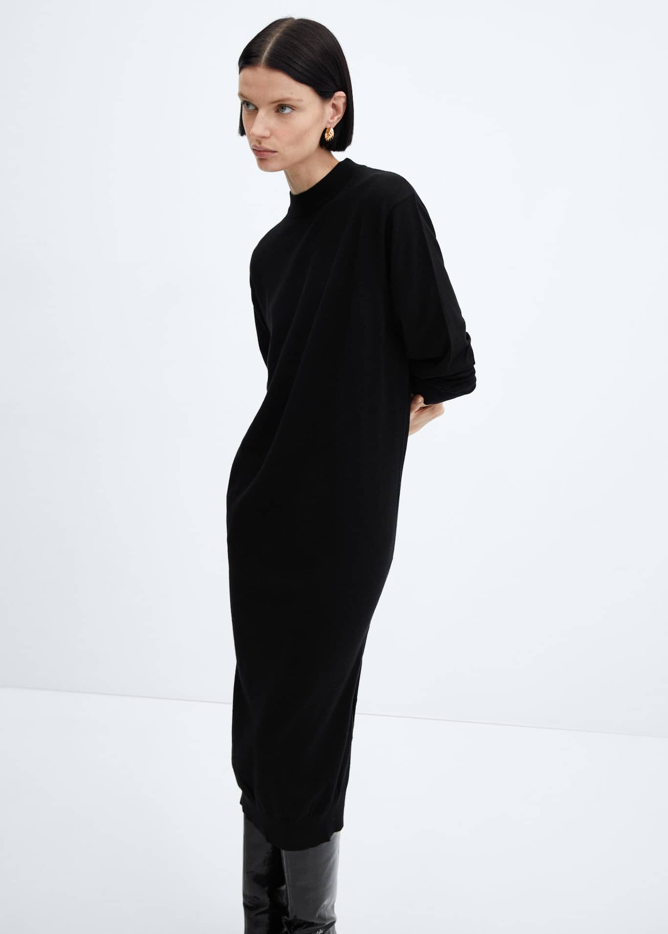 Round neck Knitted Dress Women Mango USA round-neck-knitted-dress-women-mango-usa