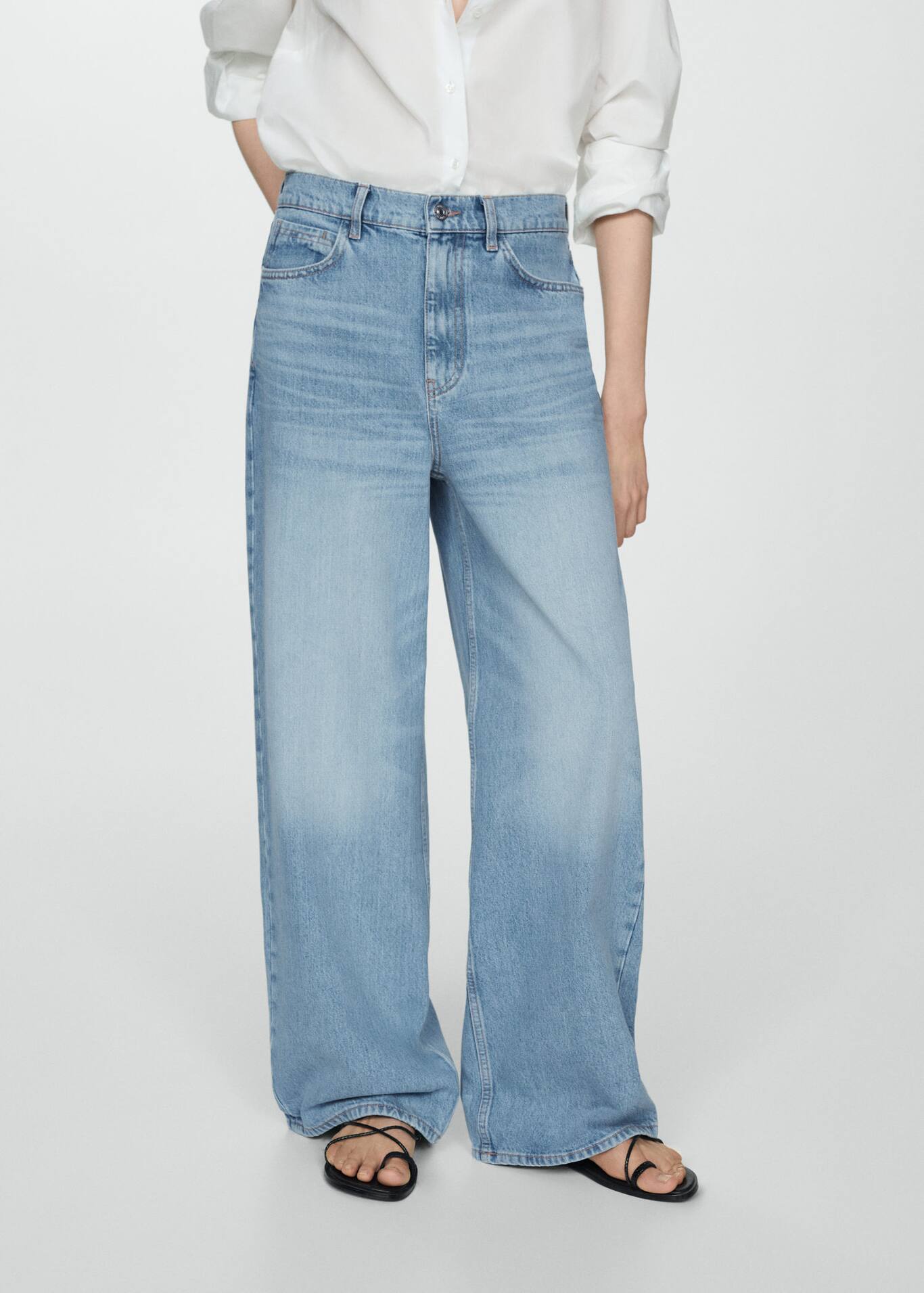 Low Rise Loose Fit Wideleg Jeans Woman Mango Saudi Arabia