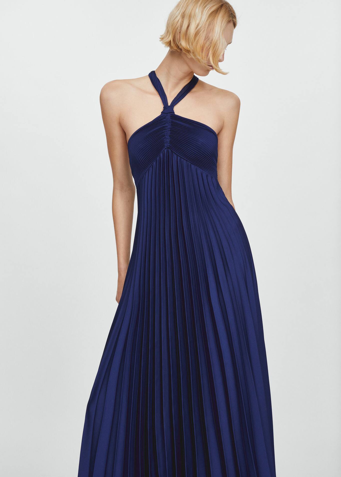 Pleated Halter Neck Dress Woman Mango Greece