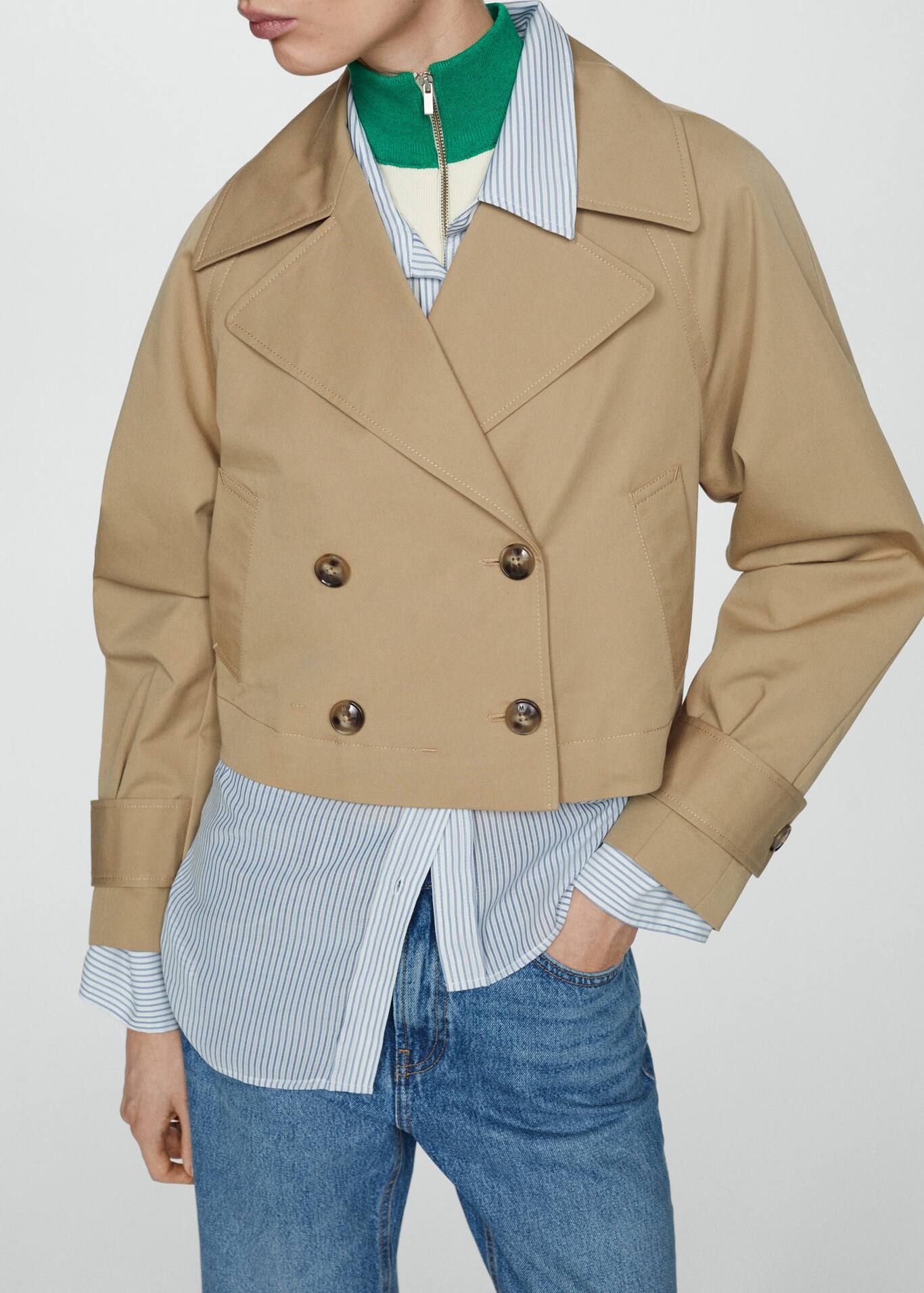 Cropped Trench Coat With Lapels Women Mango Usa