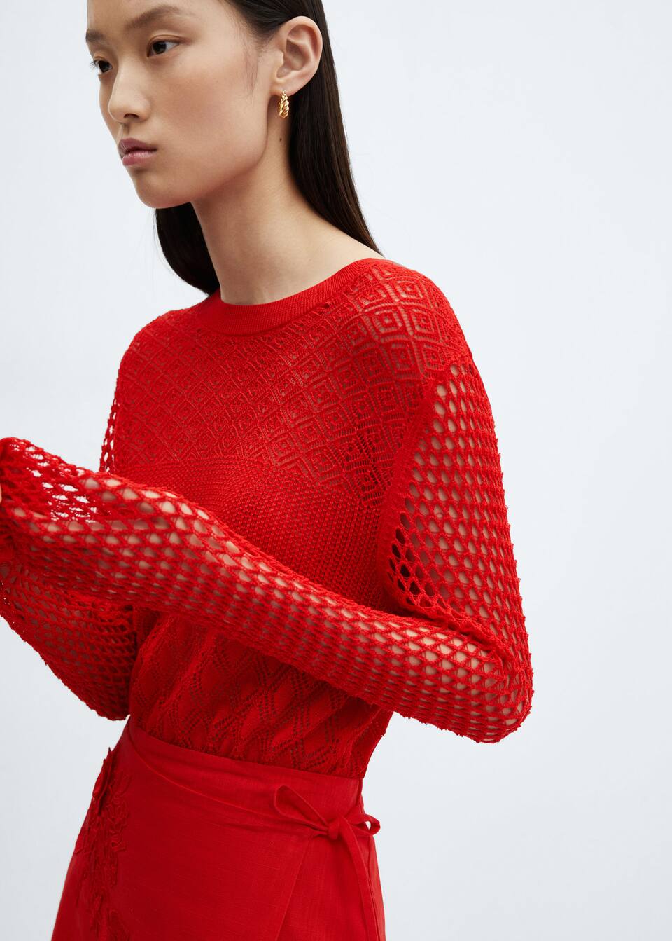 Pull Over Maille Détails Ajourés Femme Mango France
