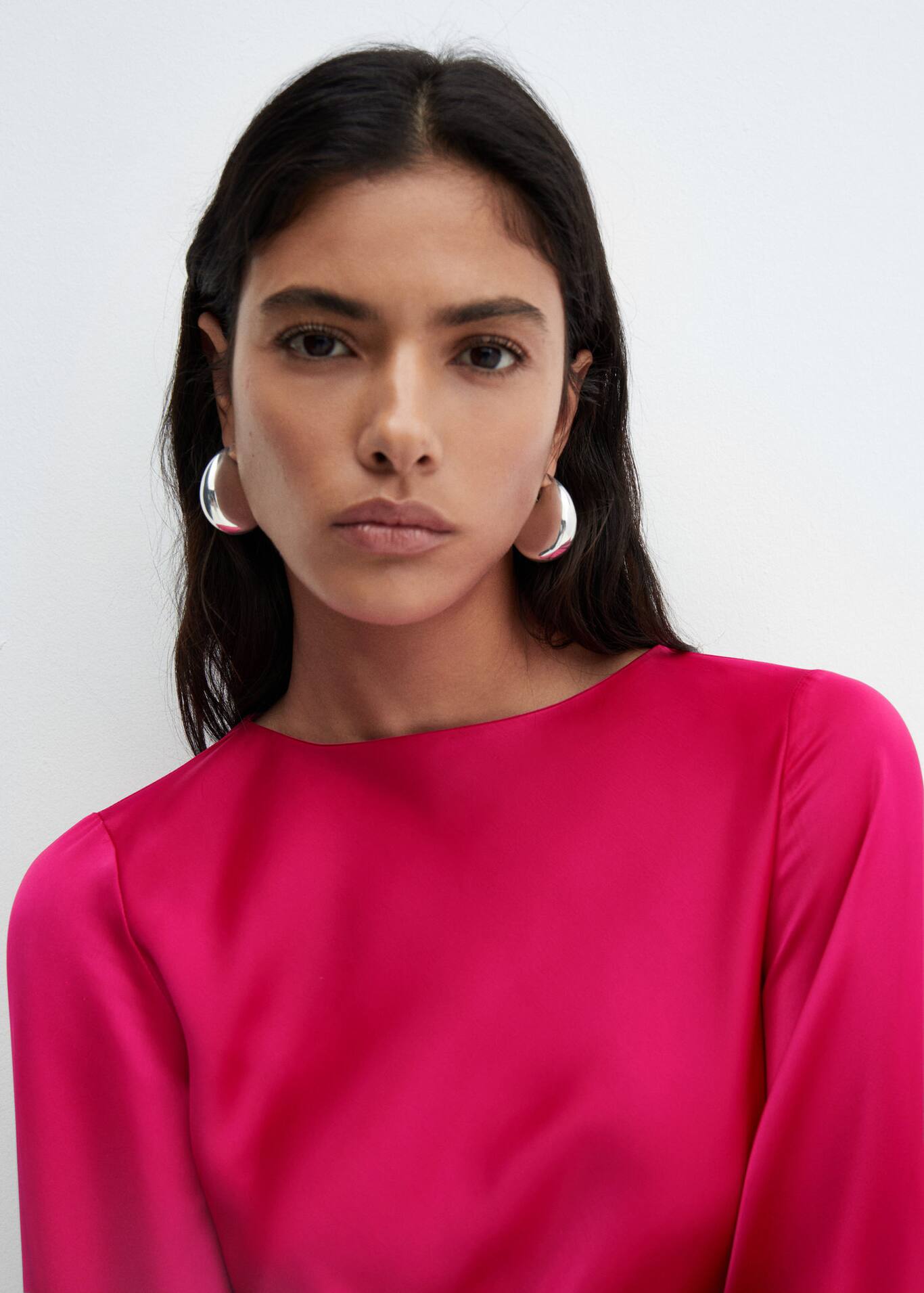 Flared Sleeve Satin Dress Woman Mango Bosnia Herzegovina