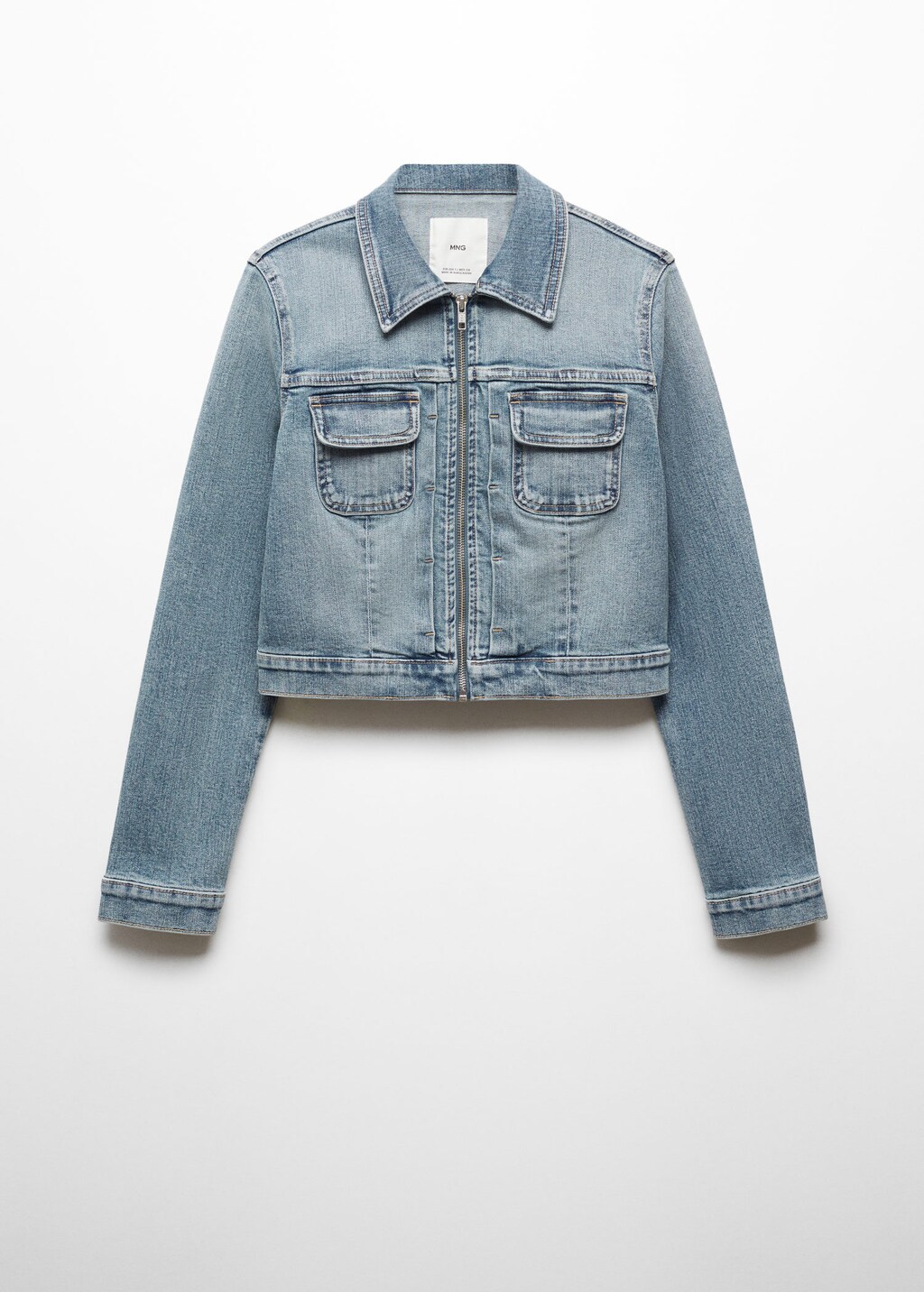Crop spijkerjack met rits - Dames | Mango Nederland