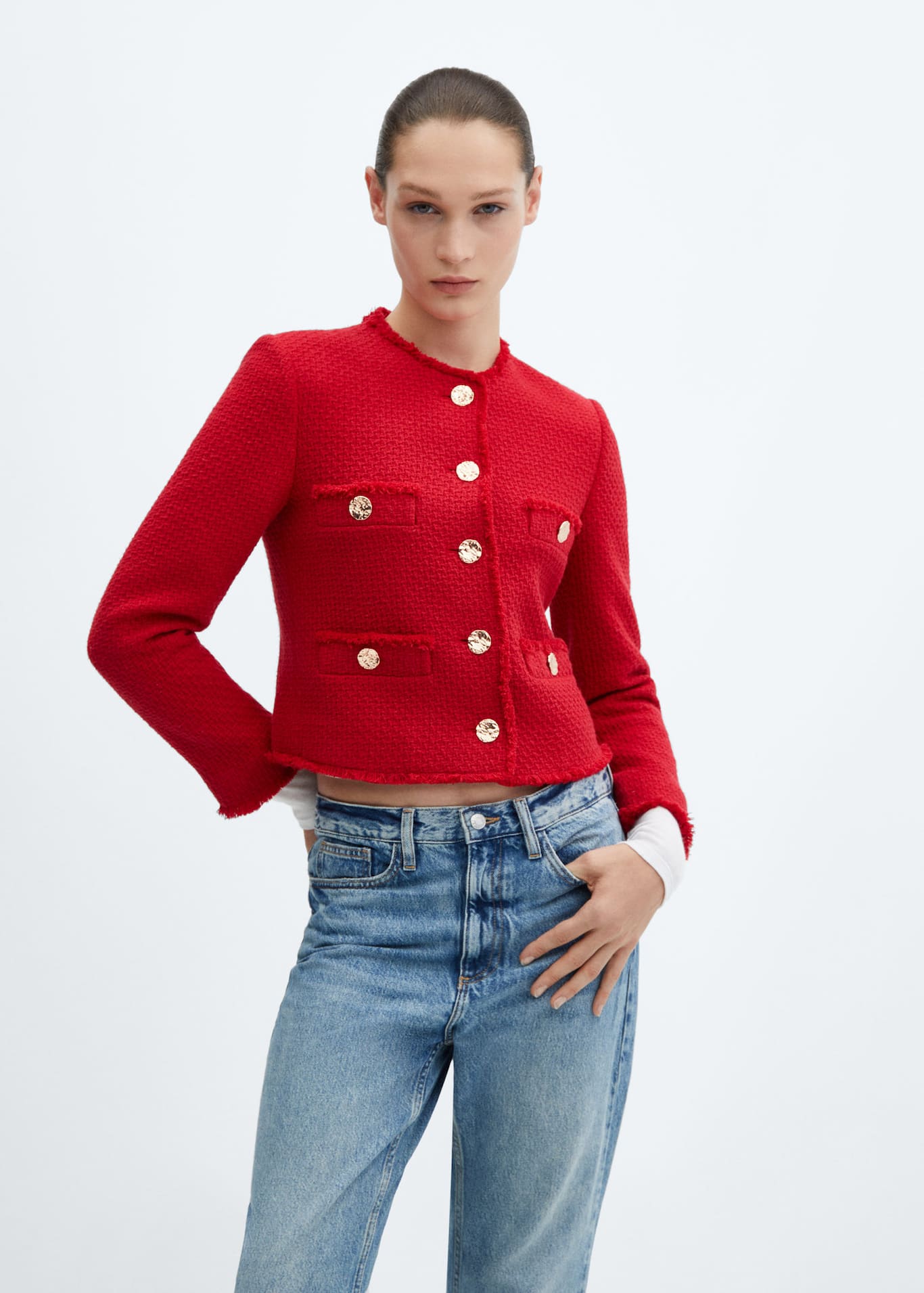 Chaqueta Tweed Botones Met licos Mujer Mango M xico chaqueta-tweed-botones-met-licos-mujer-mango-m-xico