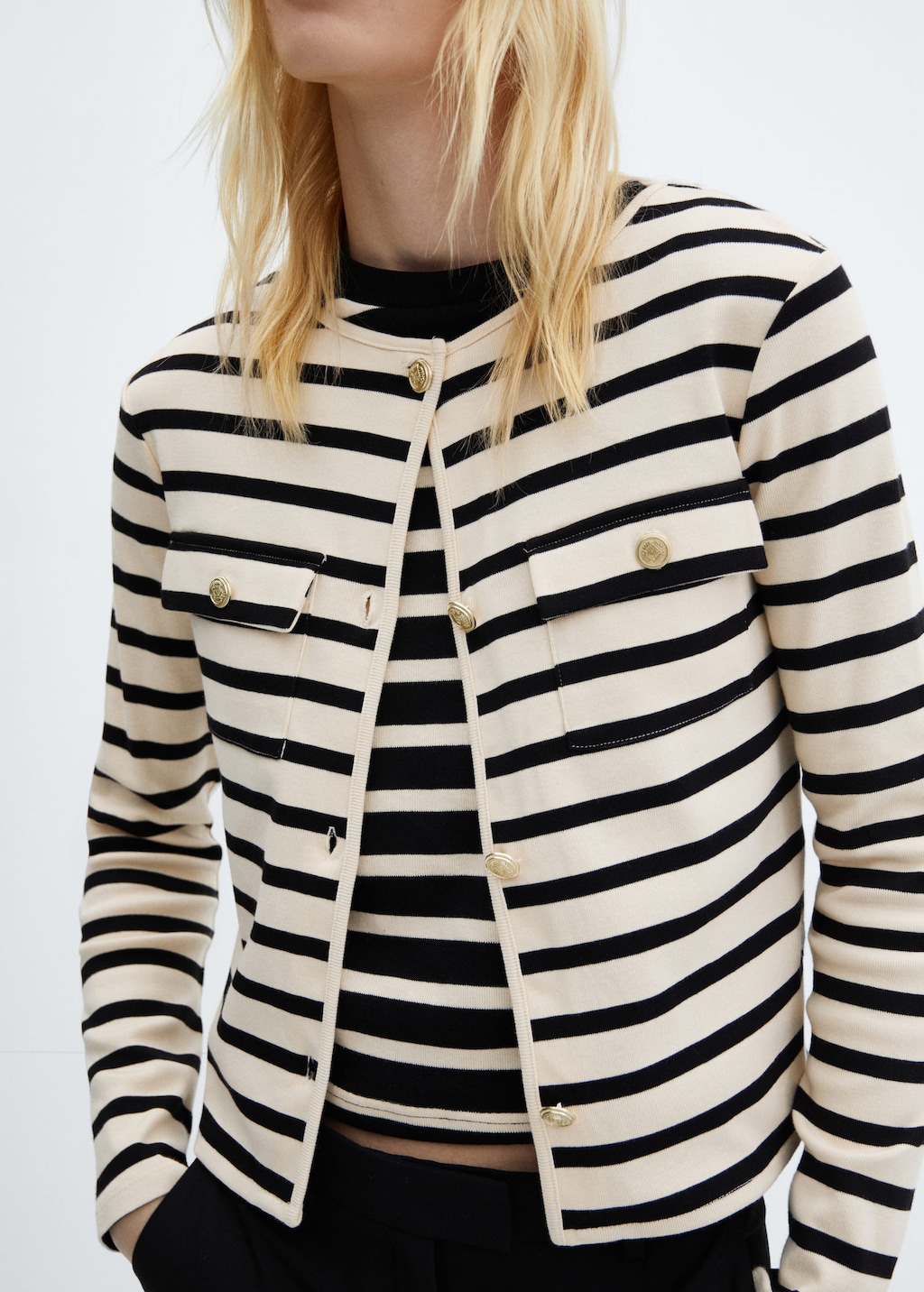Striped Cardigan With Buttons Woman Mango Ireland