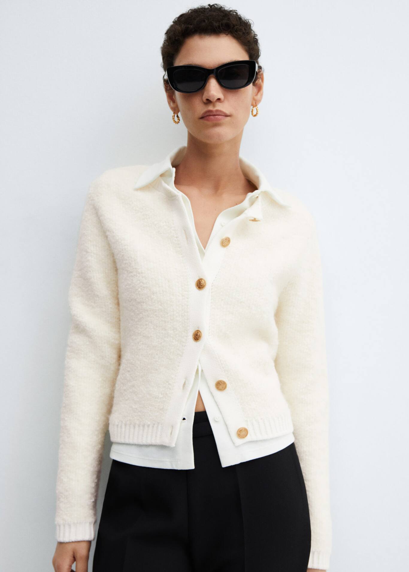 Knitted buttoned jacket - Woman | Mango Ireland