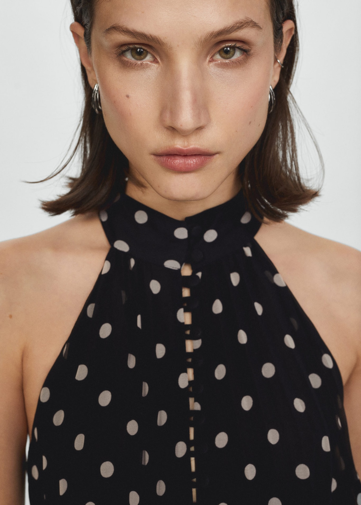 Polka Dot Pleated Dress Woman Mango Thailand