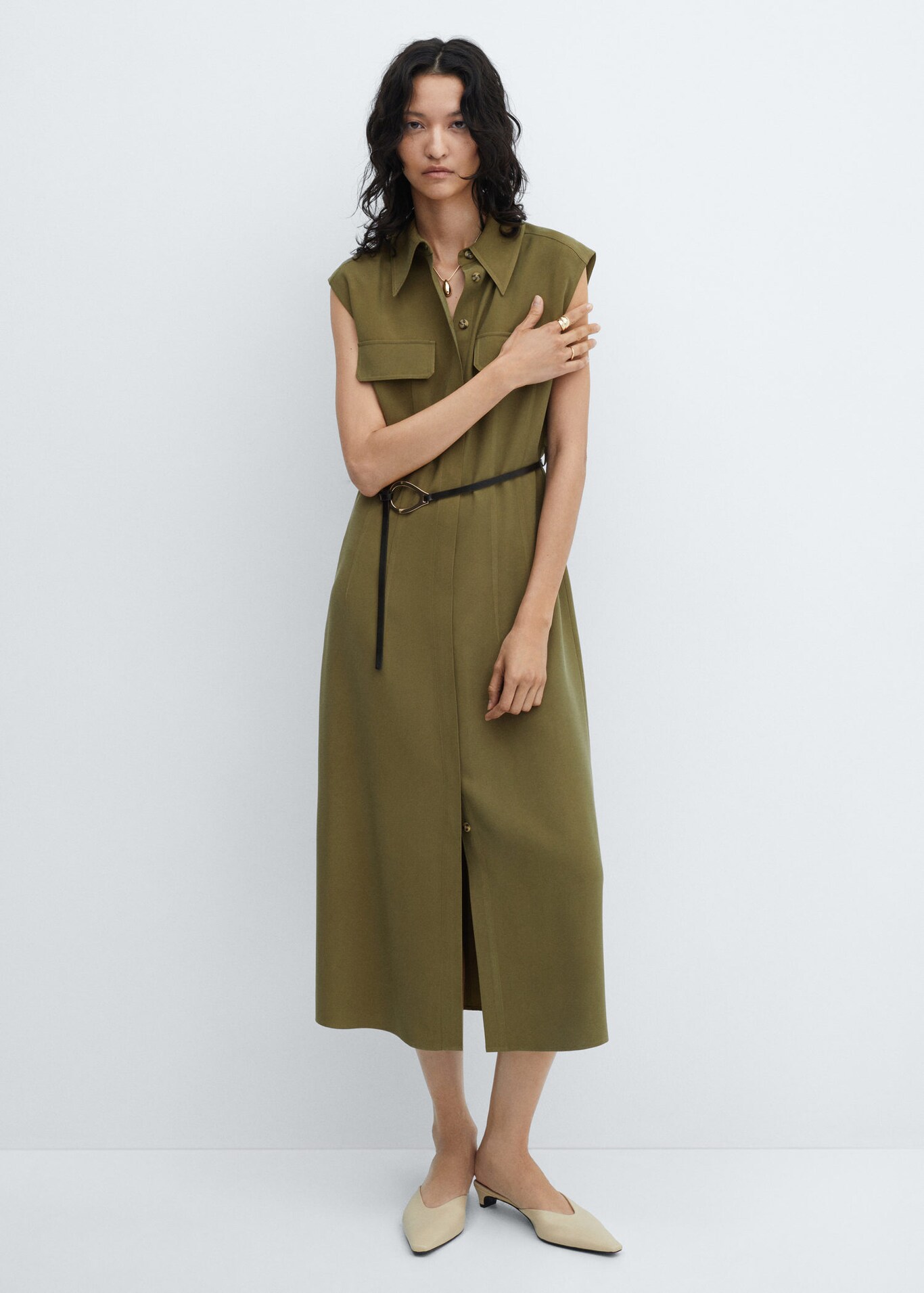 Robe chemisier ceinture - Femme | Mango Belgique