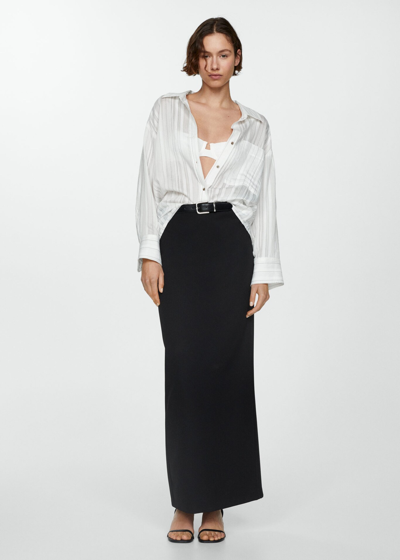 Semi-transparent striped shirt - Woman | Mango Canada
