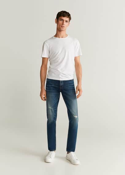 Dar kesim vintage yıkama Tim jean pantolon