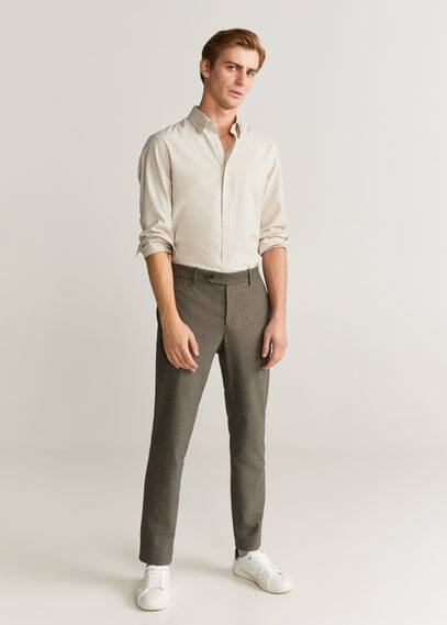 Dar kesim dokuma koton gömlek