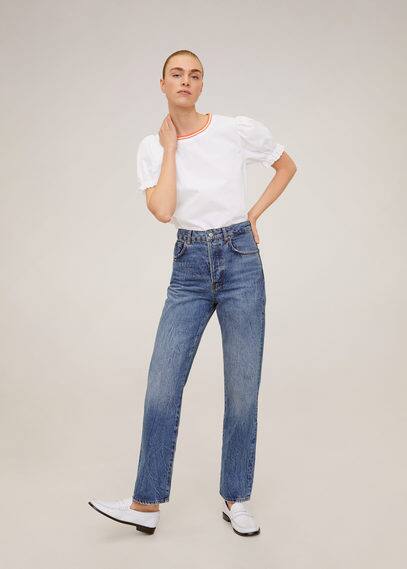 Kontrast renk yakalı bluz