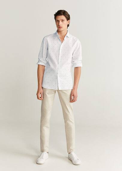 Dar kesimli işlememi pamuklu gömlek