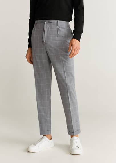 Regular kesim ipli pilili pantolon Regular kesim ipli pilili pantolon