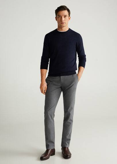 Dar kesimli kalıplı pamuklu pantolon