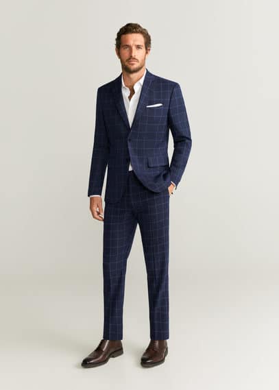 Dar kesim kareli takım blazer ceket Dar kesim kareli takım blazer ceket