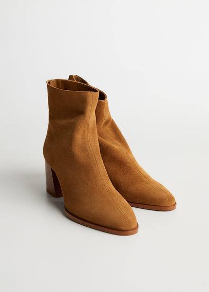 Topuklu deri yarım bot