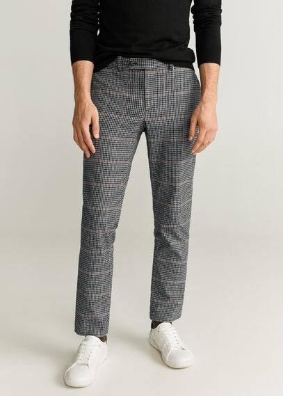 Kazayağı desenli regular kesim pantolon