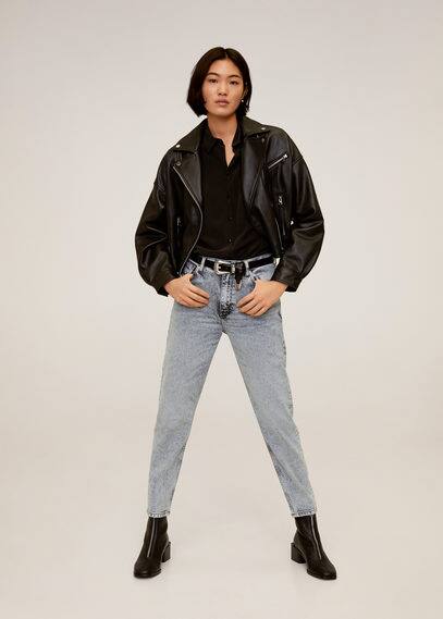 Mom fit soluk gri jean pantolon