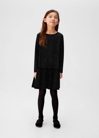 Parlak fırfırlı kadife elbise