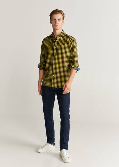 Regular kesim kareli pamuklu gömlek